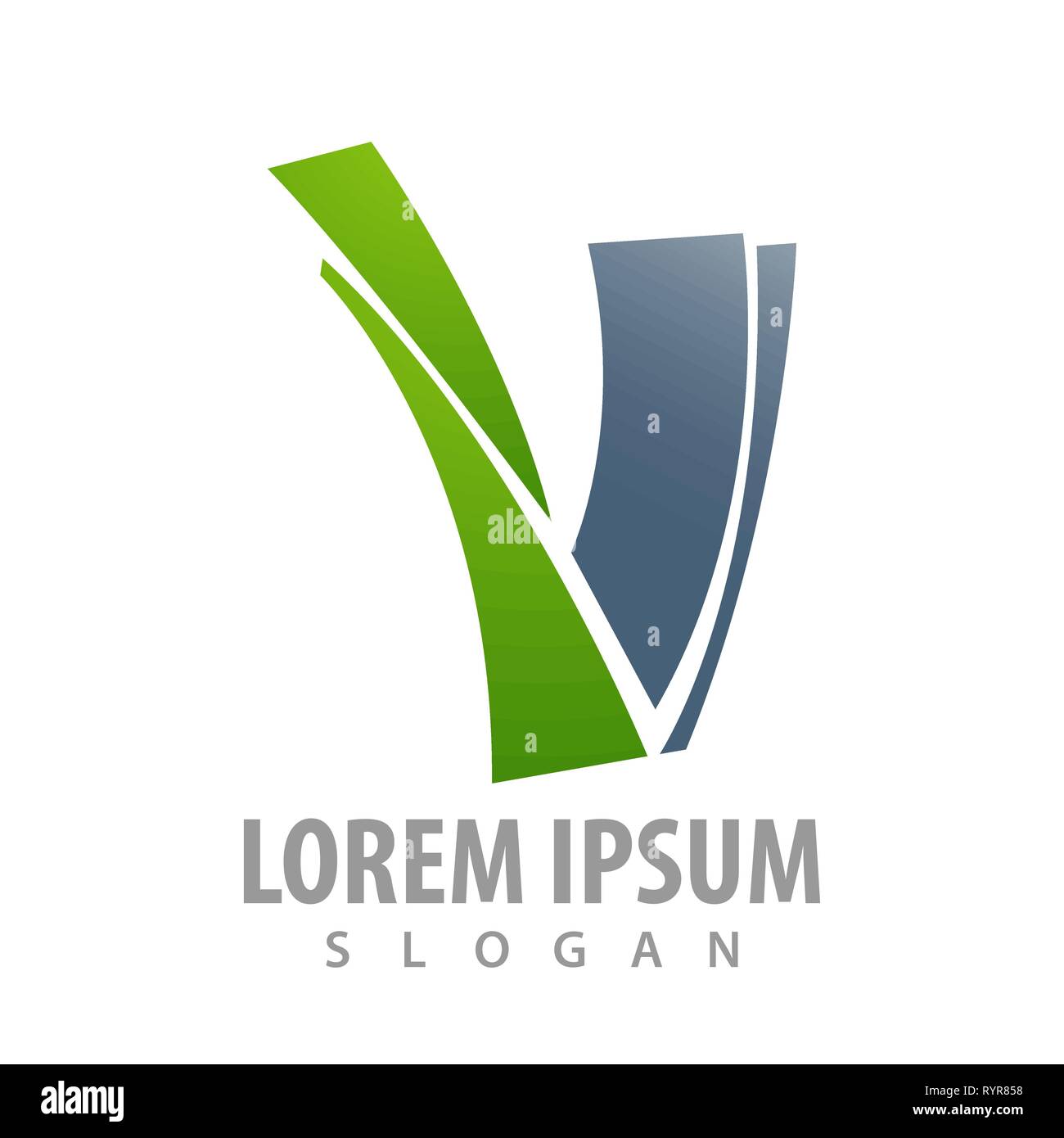 Green abstract letter V concept design. Symbol graphic template element ...