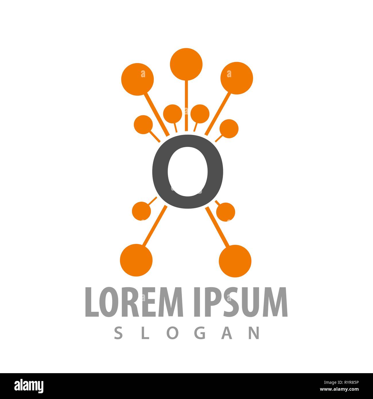 Molecule orange letter O concept design. Symbol graphic template ...