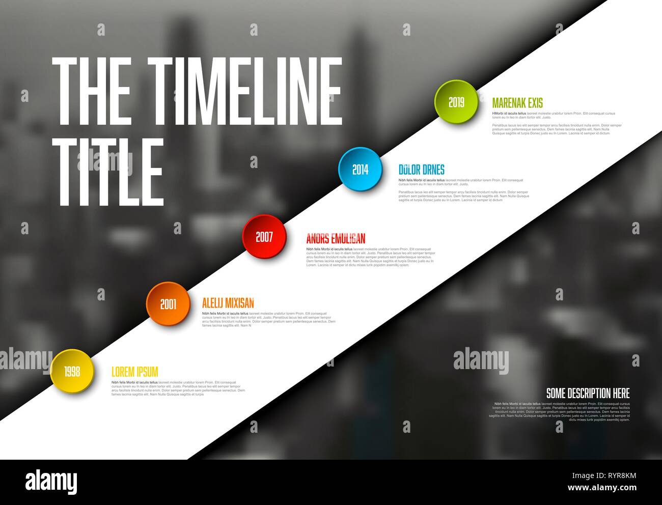 Vector Infographic timeline report template with big photo placeholder ...