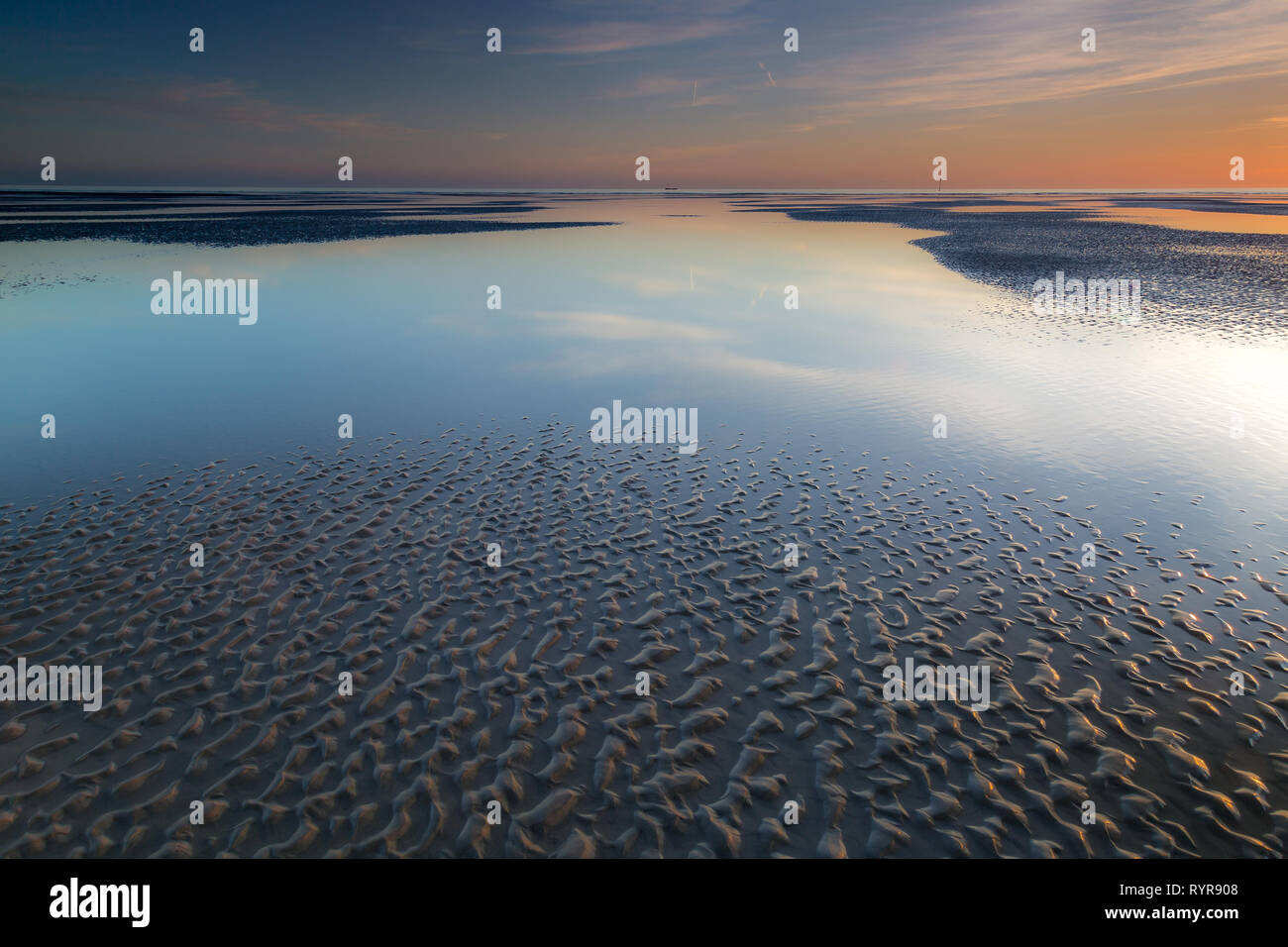 West Wittering beach near Chichester in West Sussex at sunset Stock ...