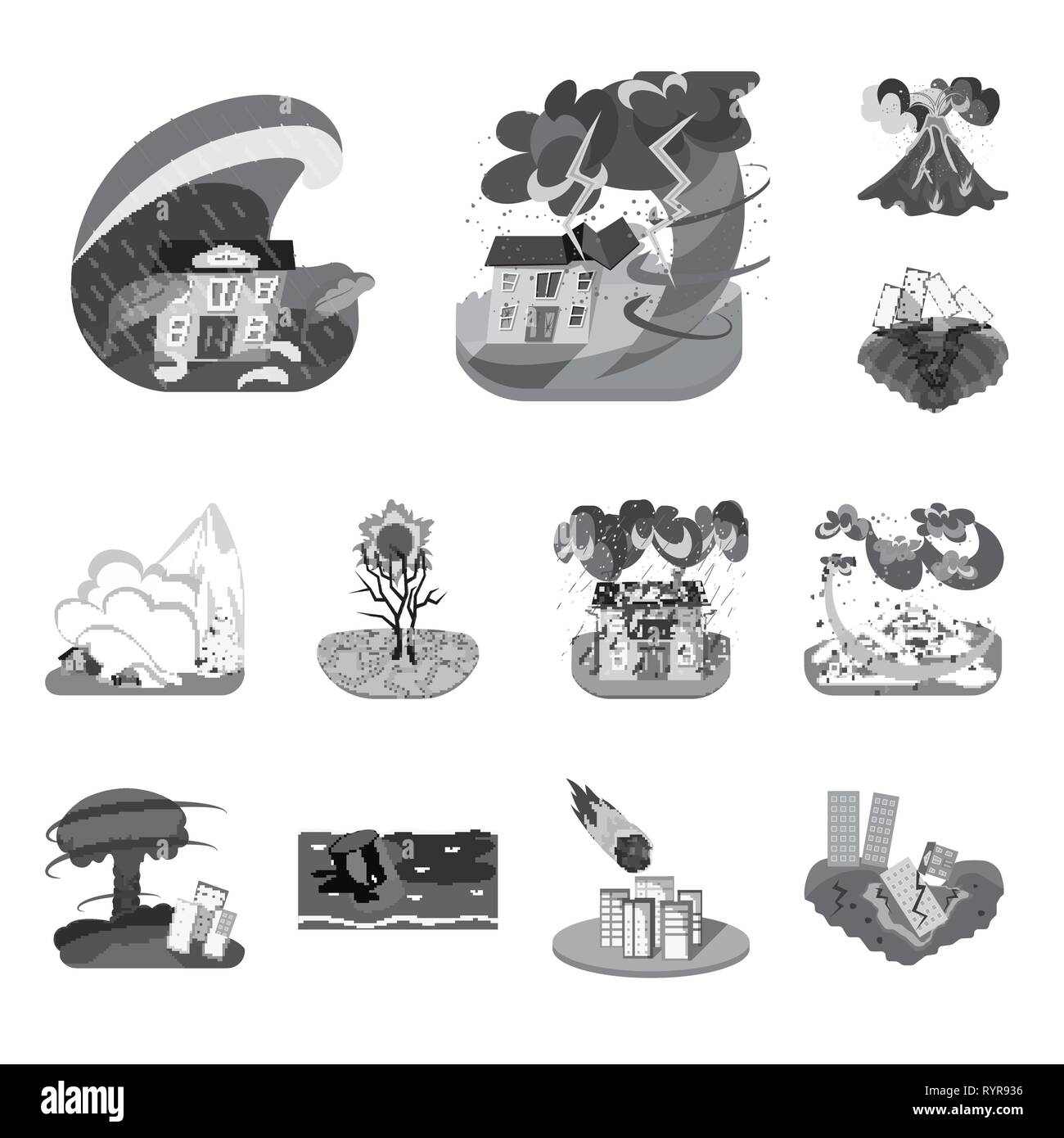 Vector illustration of nature and apocalypse sign. Set of nature and ...