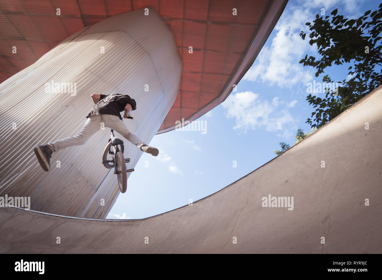 Boy cycling bmx on street hi-res stock photography and images - Alamy