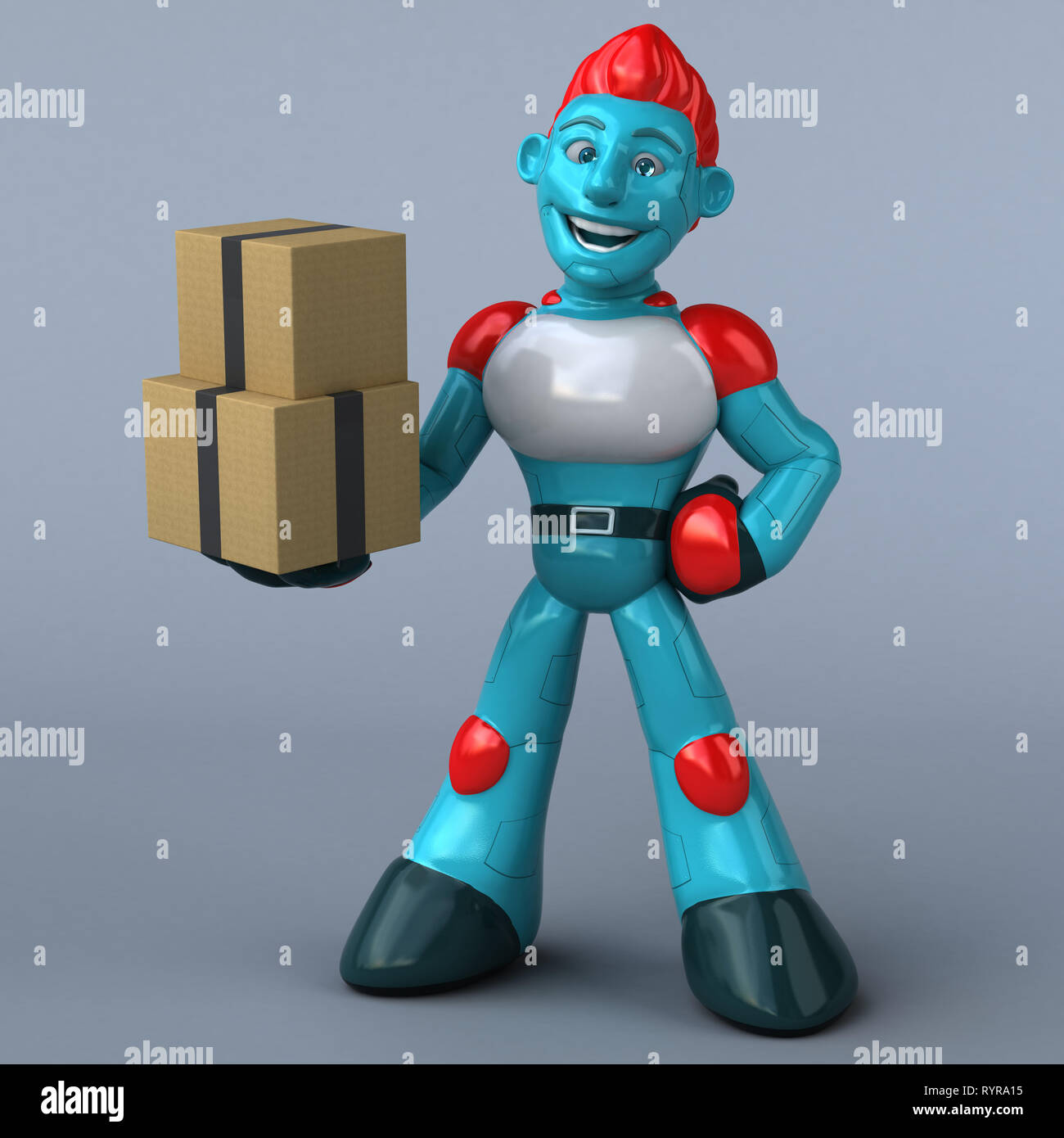 Red Robot - 3D Illustration Stock Photo - Alamy