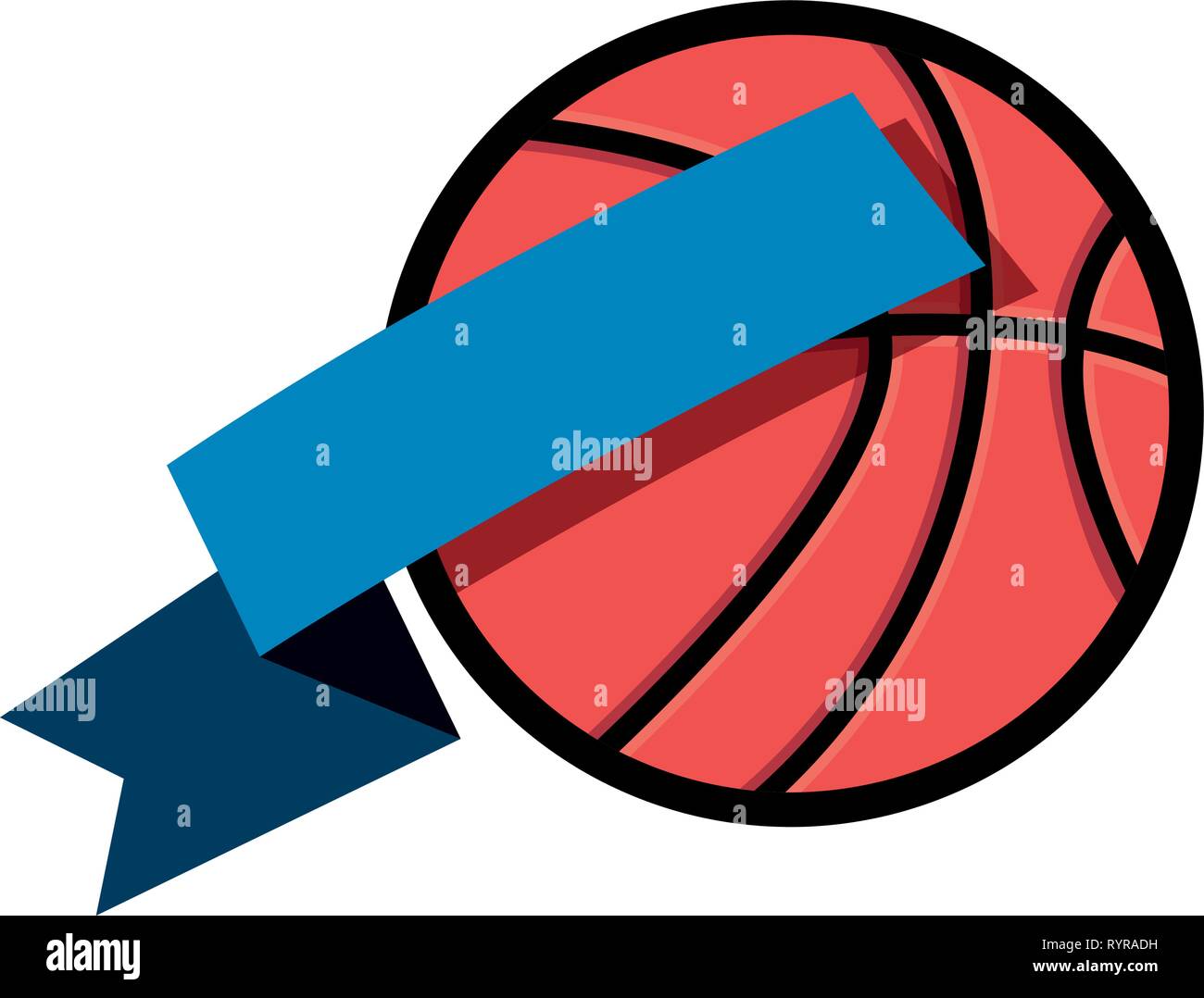 basketball sport ball ribbon white background vector illustration Stock ...