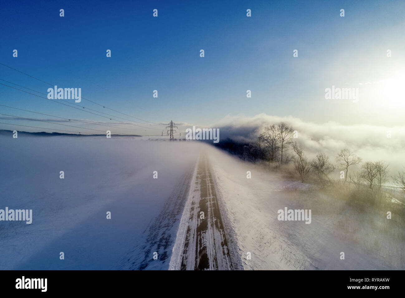 Aerial view in winter, Tokachi, Hokkaido, Japan Stock Photo - Alamy