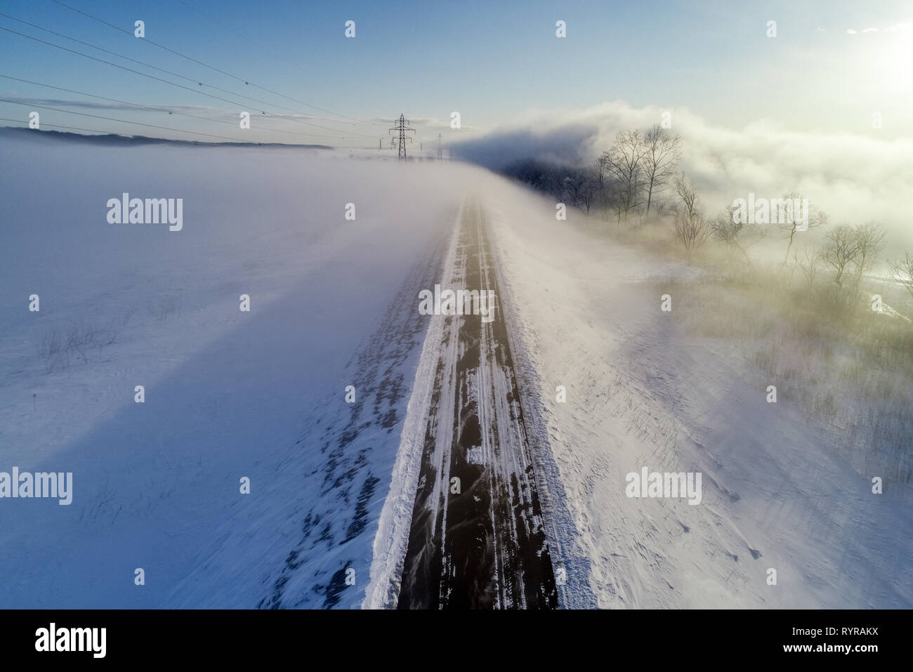Aerial view in winter, Tokachi, Hokkaido, Japan Stock Photo - Alamy