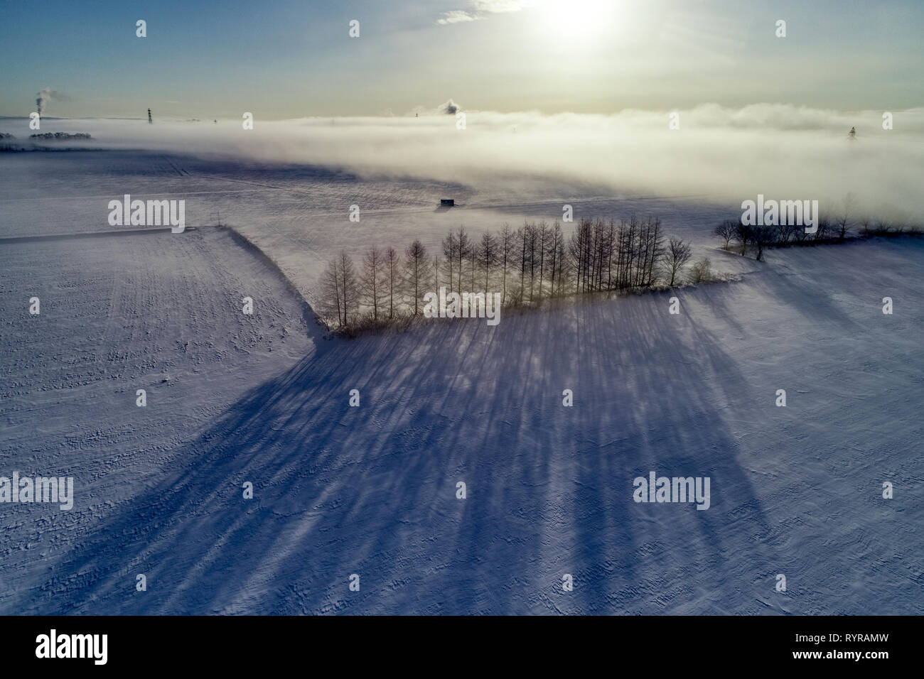 Aerial view in winter, Tokachi, Hokkaido, Japan Stock Photo - Alamy
