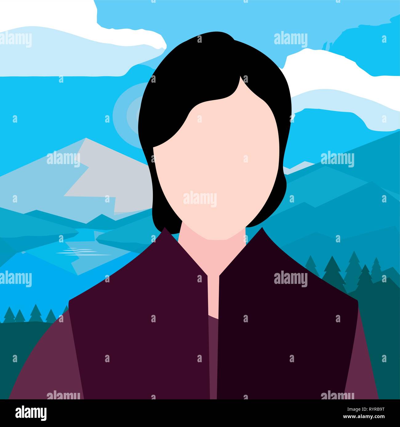 man avatar scene nature landscape vector illustration Stock Vector ...