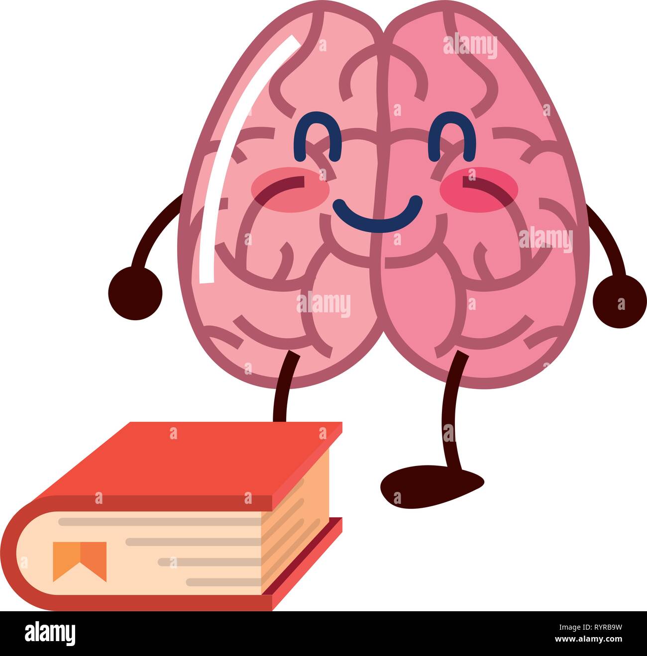 brain cartoon education book school vector illustration Stock Vector ...