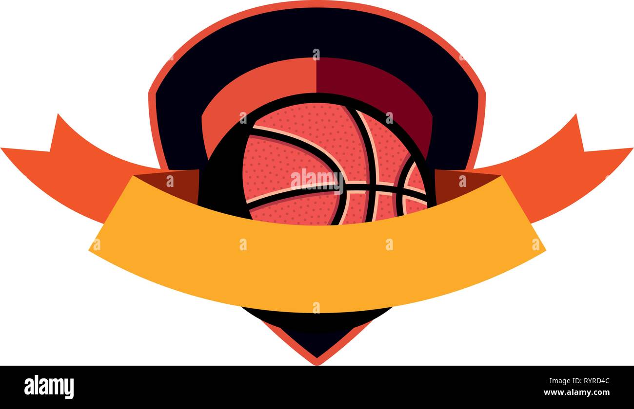 flying basketball ball sport stamp vector illustration Stock Vector ...