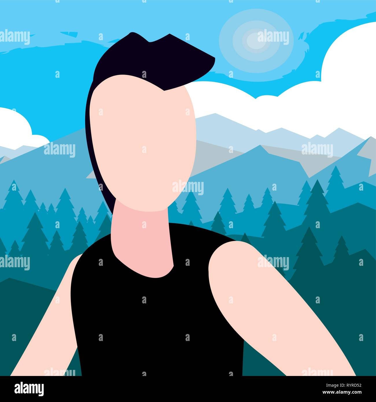 man avatar scene nature landscape vector illustration Stock Vector ...