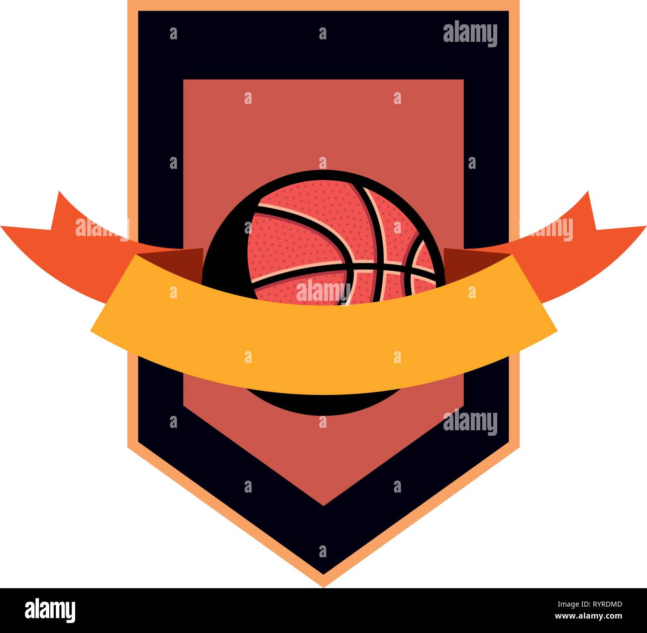 flying basketball ball sport stamp vector illustration Stock Vector ...