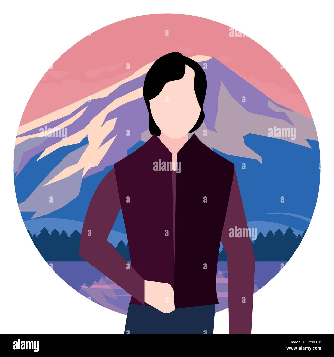 landscape nature with standing man vector illustration Stock Vector ...