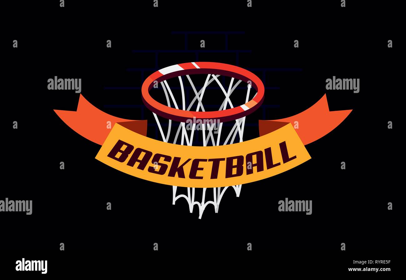basketball sport basket lettering emblem vector illustration Stock ...