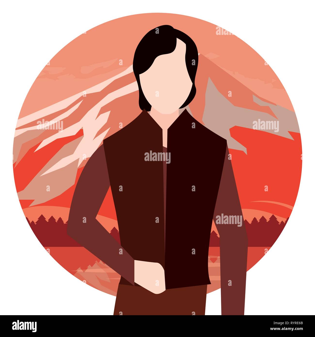 landscape nature with standing man vector illustration Stock Vector ...