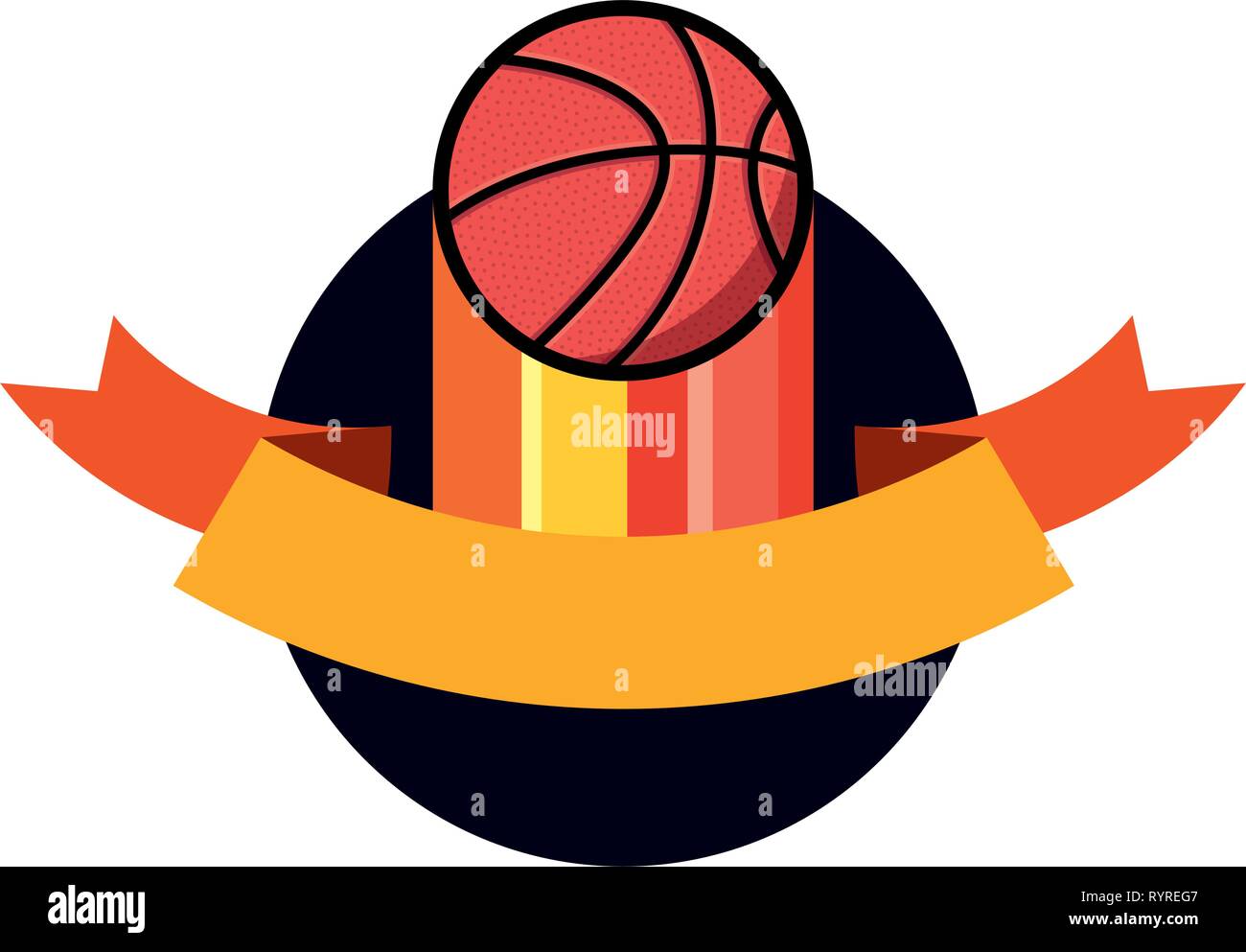 flying basketball ball sport stamp vector illustration Stock Vector ...