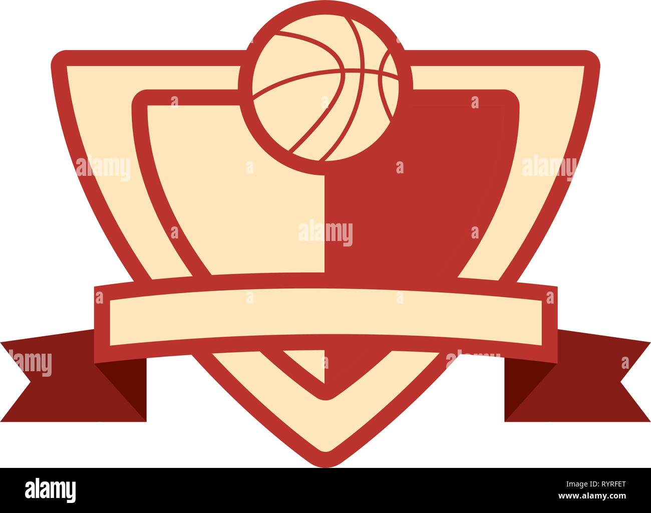 basketball sport ball ribbon badge background vector illustration Stock ...