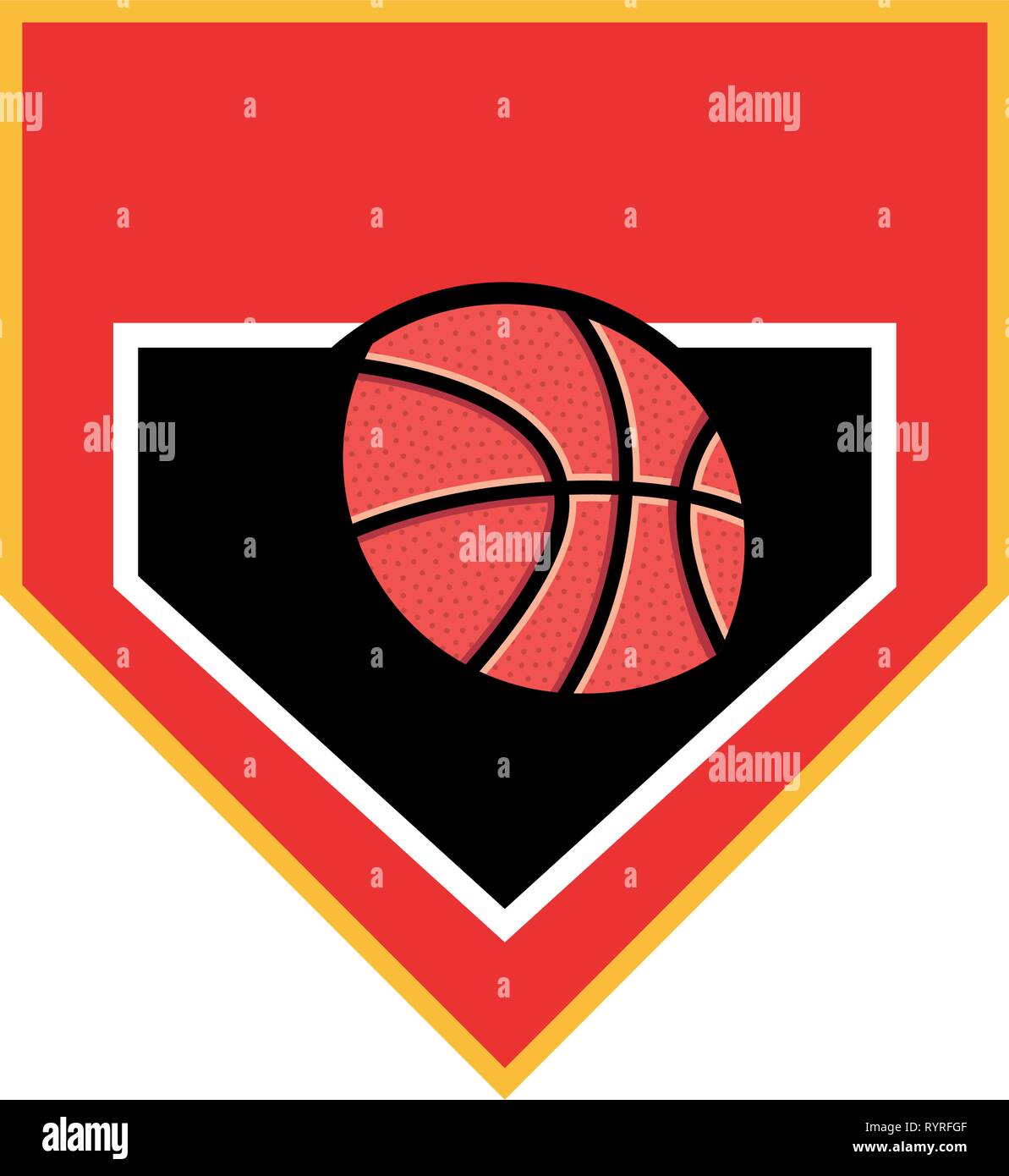 flying basketball ball sport stamp vector illustration Stock Vector ...