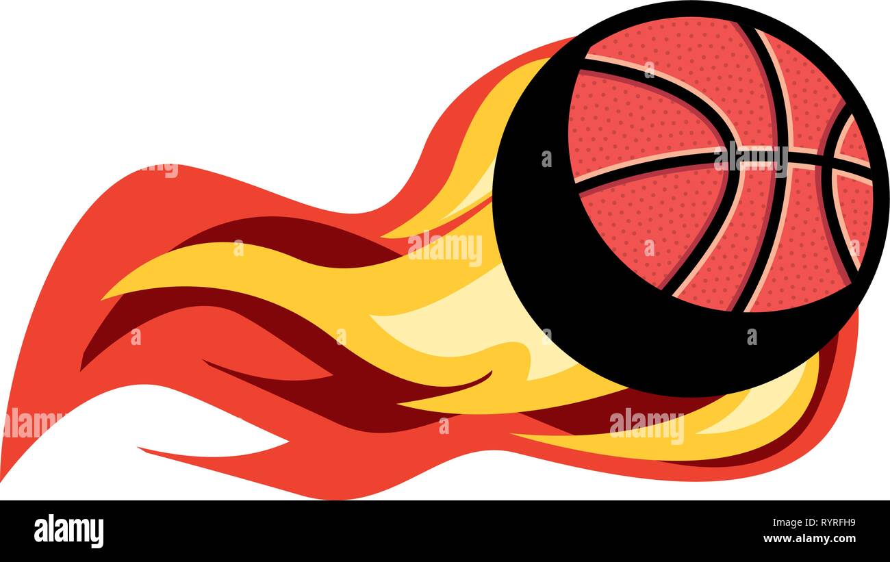 flaming basketball ball sport vector illustration design Stock Vector ...