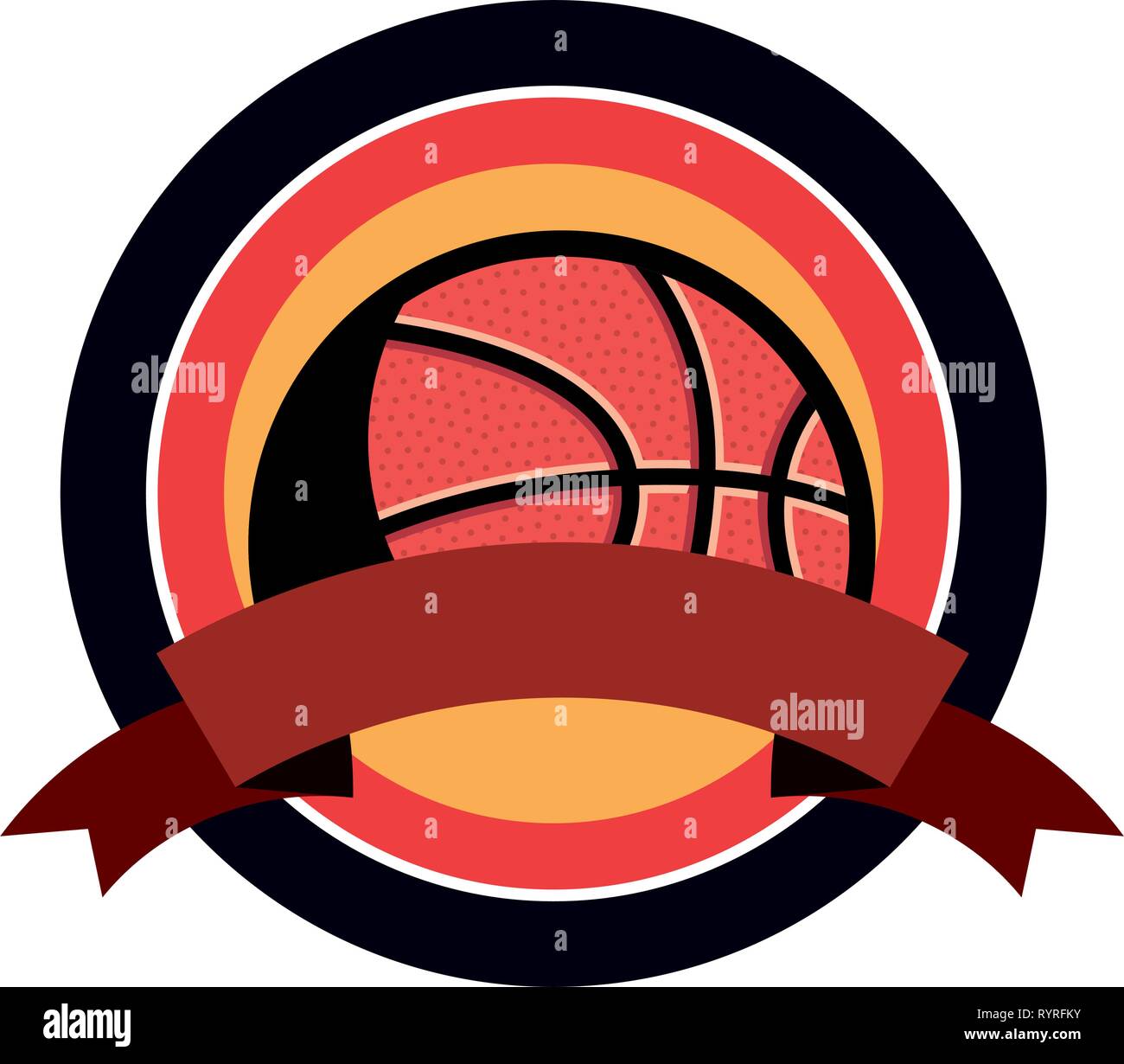 flying basketball ball sport stamp vector illustration Stock Vector ...