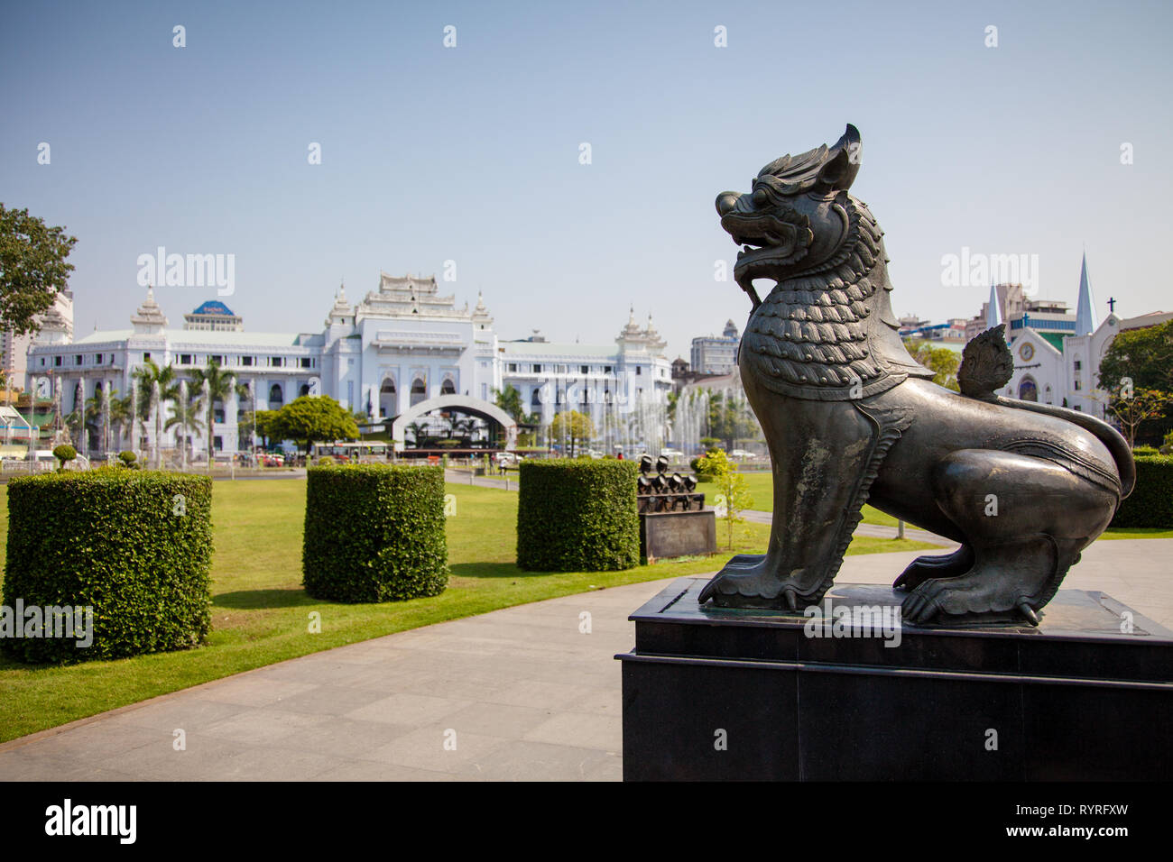 The Independence Monument in Maha Bandula Park, Yangon, Myanmar Stock ...