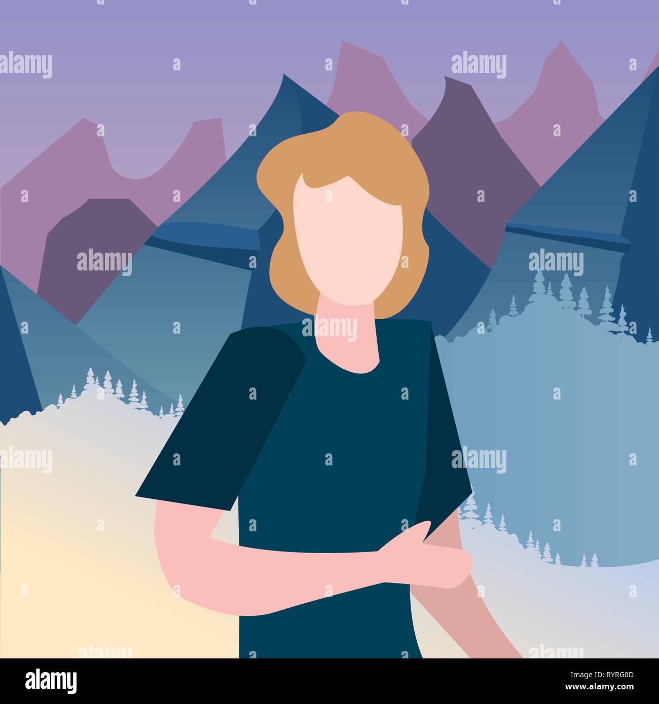 landscape nature with standing man vector illustration Stock Vector ...