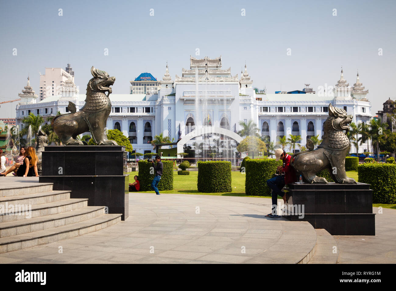 The Independence Monument in Maha Bandula Park, Yangon, Myanmar Stock ...