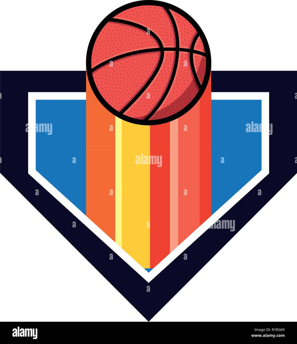 flying basketball ball sport stamp vector illustration Stock Vector ...