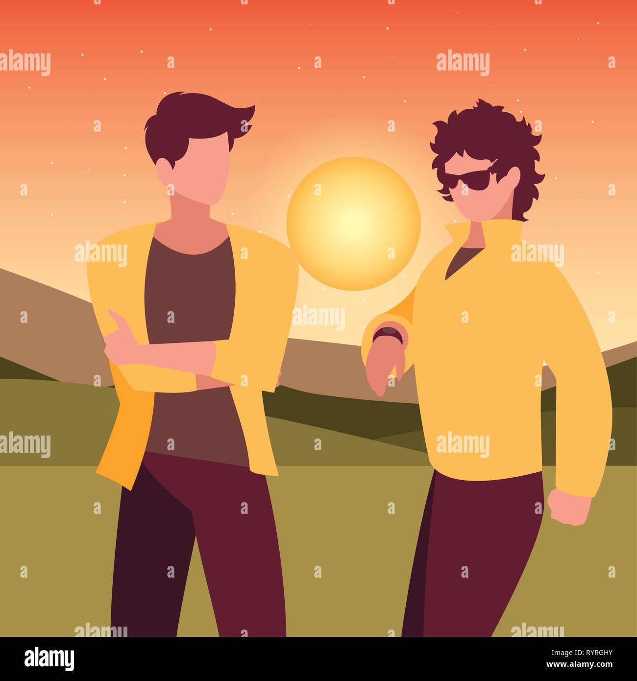 Two men talking standing outside Stock Vector Images - Alamy
