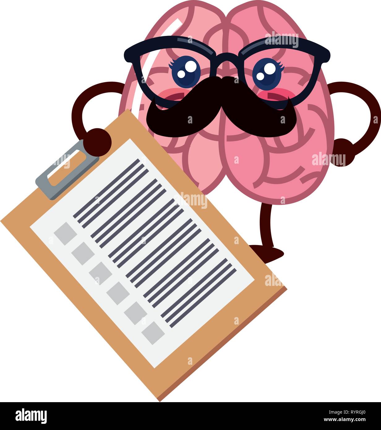 brain cartoon education clipboard report vector illustration Stock ...