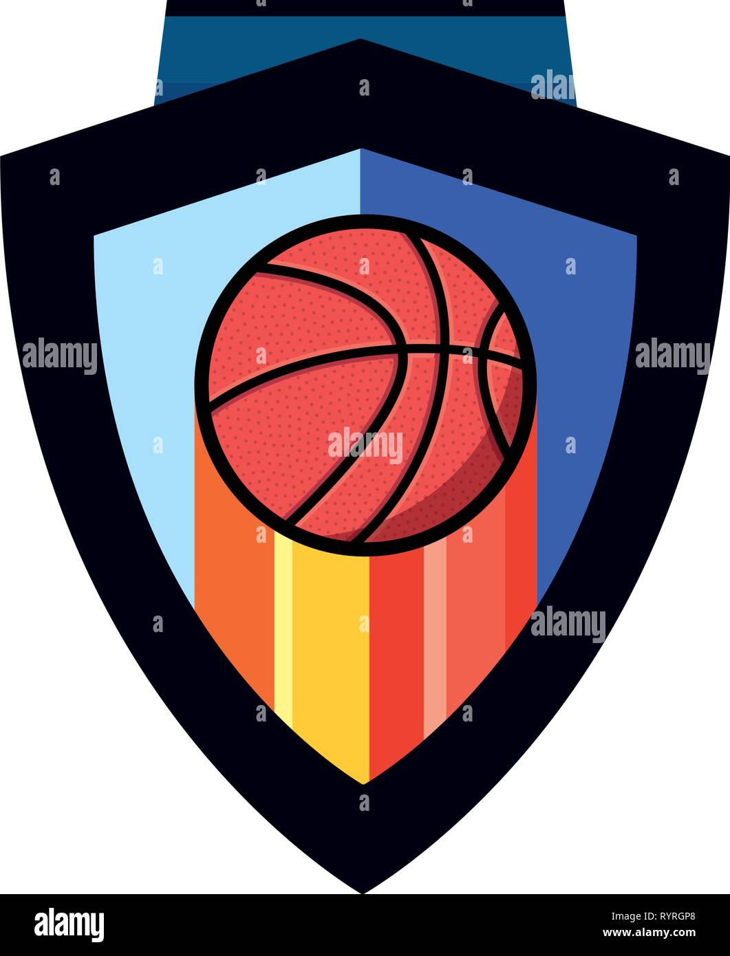 flying basketball ball sport stamp vector illustration Stock Vector ...