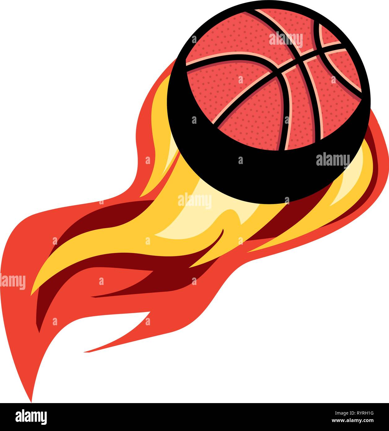 flaming basketball ball sport vector illustration design Stock Vector ...