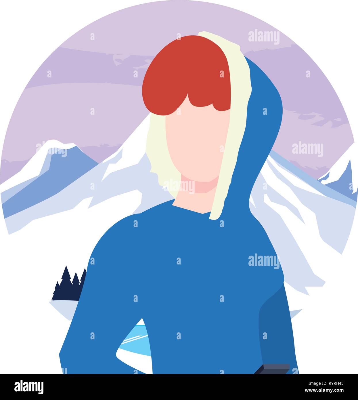landscape nature with standing man vector illustration Stock Vector ...