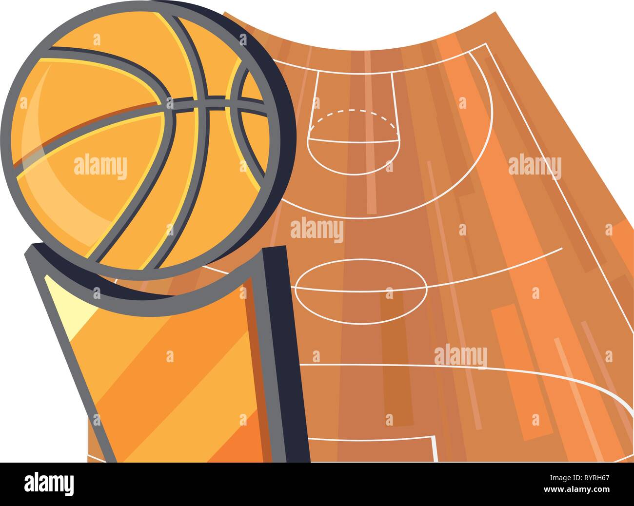 trophy ball basketball sport court floor vector illustration Stock ...