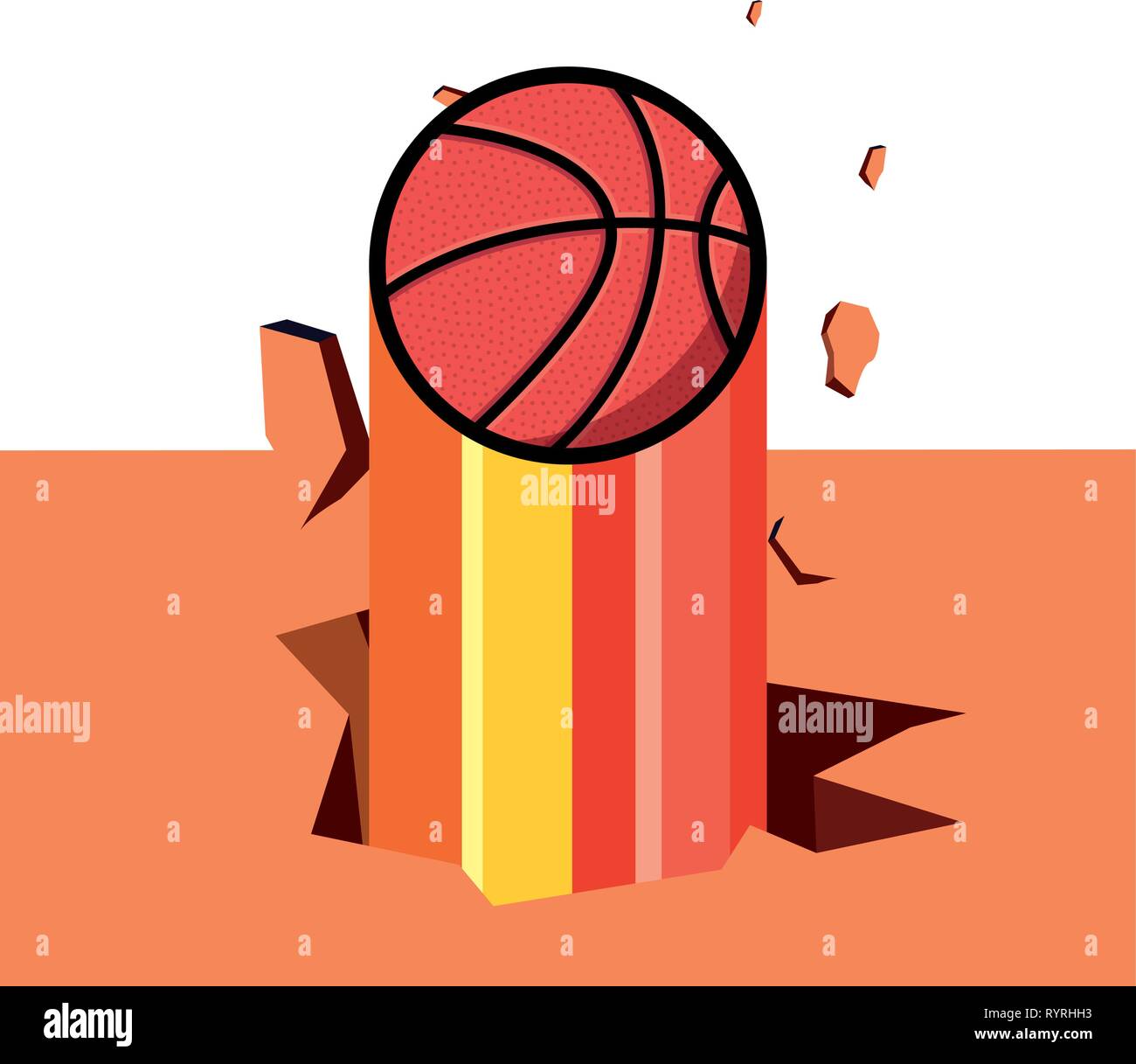 basketball sport ball breaking championship vector illustration Stock ...
