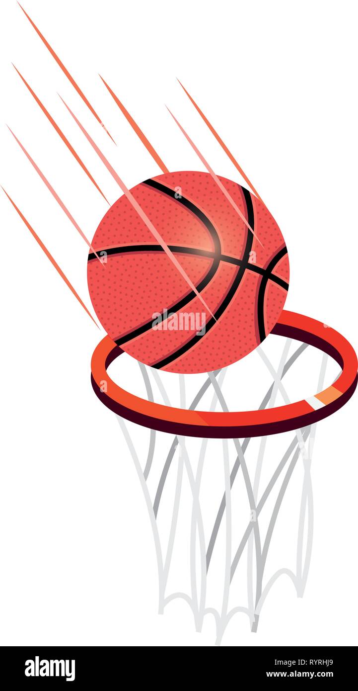 basketball sport ball flying hoop vector illustration Stock Vector ...