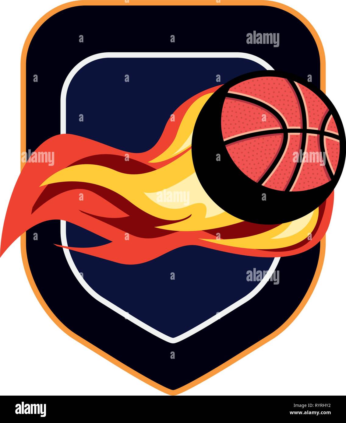 basketball ball enveloped in fire flames vector illustration Stock ...