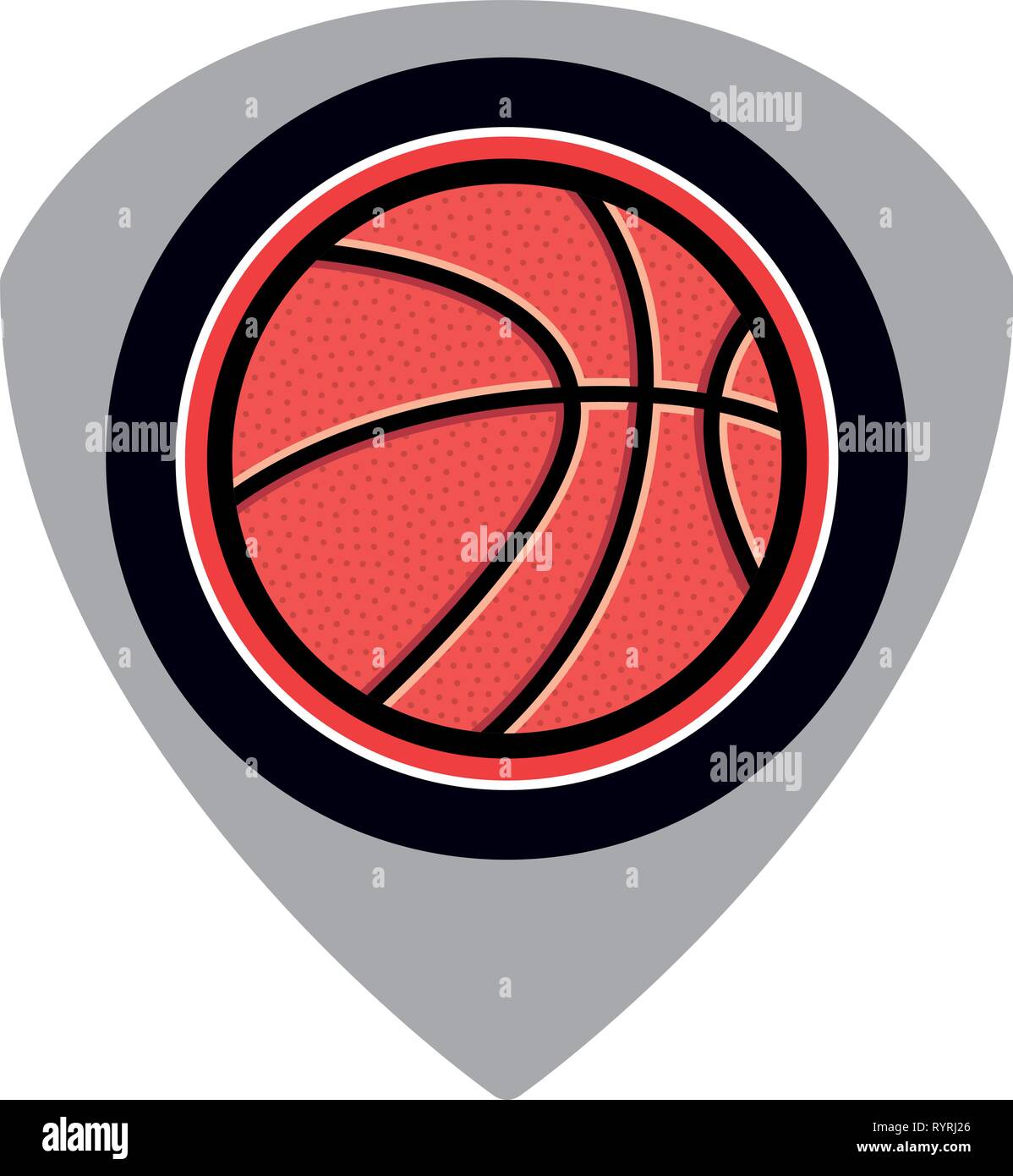 flying basketball ball sport stamp vector illustration Stock Vector ...