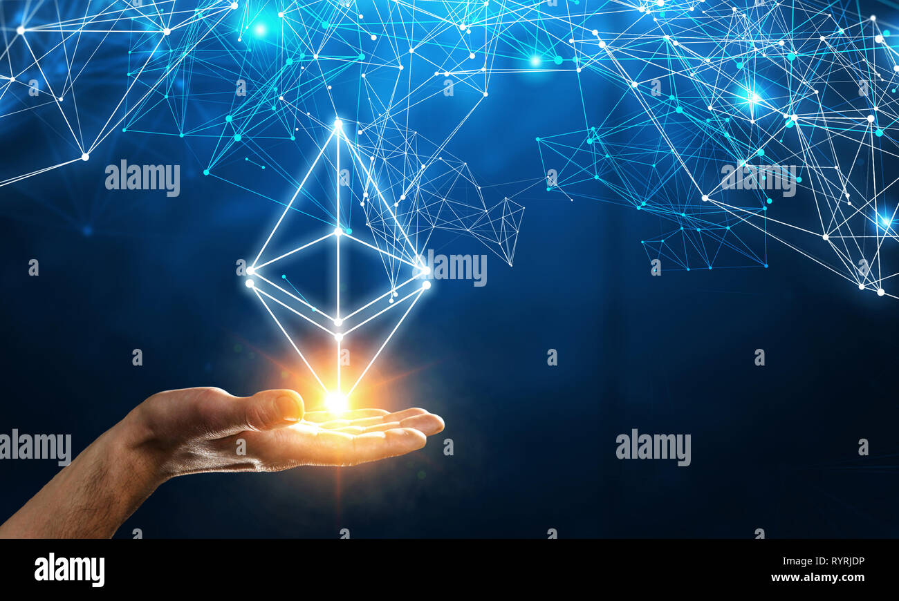 Ethereum symbol and connection lines Stock Photo - Alamy