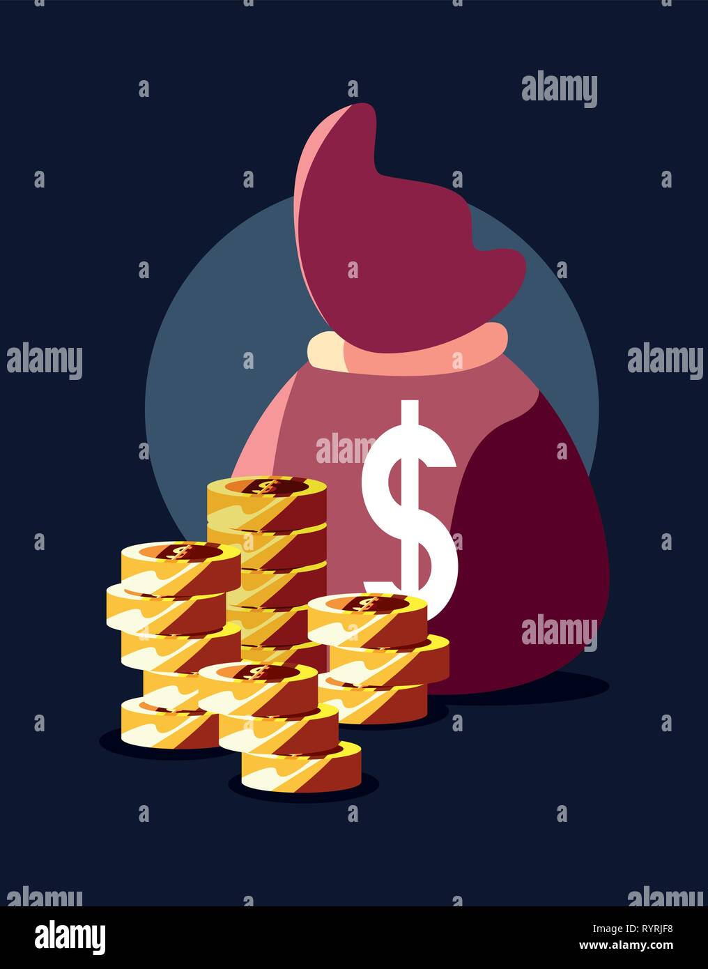 bank money bag coins stacked success vector illustration Stock Vector ...