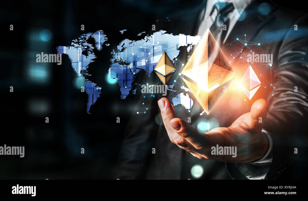 Ethereum symbol and connection lines Stock Photo - Alamy