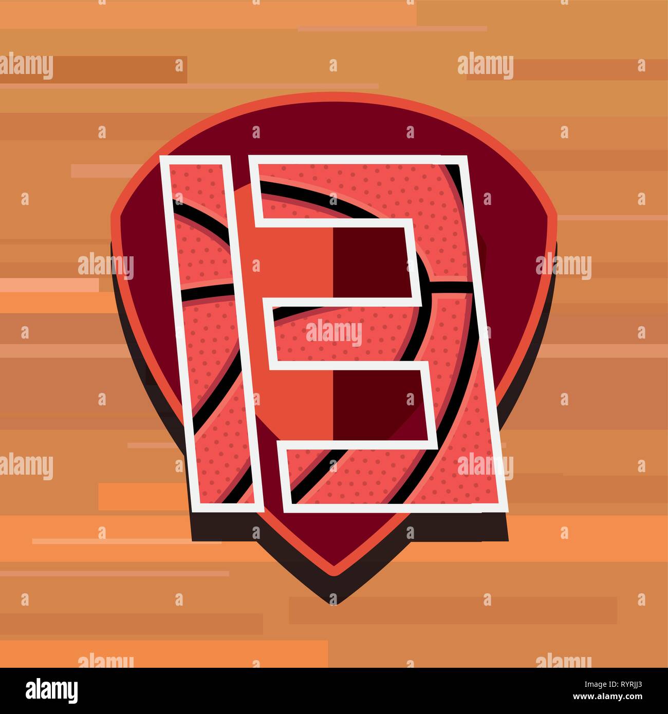 basketball sport number on wooden background vector illustration Stock ...
