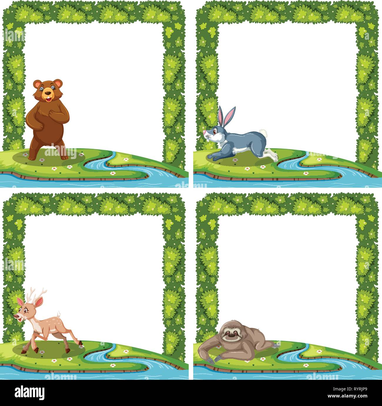 Set of animal in nature frame illustration Stock Vector Image & Art - Alamy