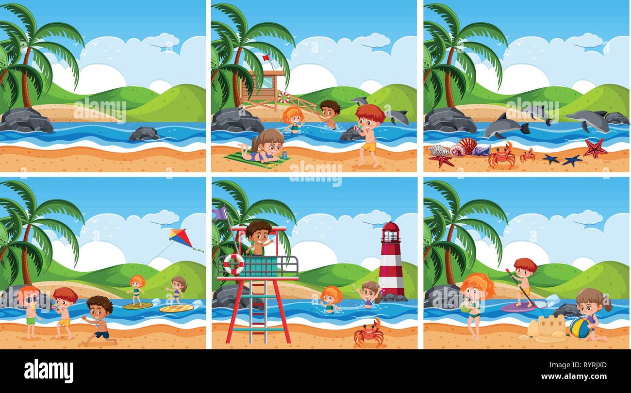 Children ocean surf Stock Vector Images - Alamy