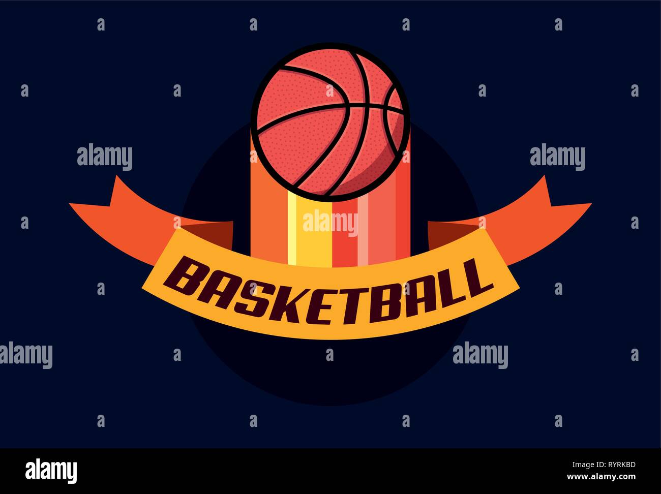 flying basketball ball sport stamp vector illustration Stock Vector ...