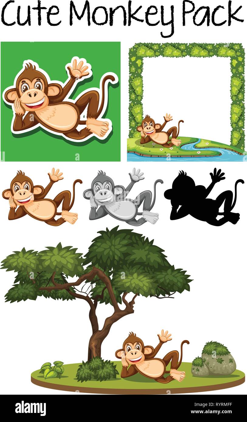 Monkey pack Stock Vector Images - Alamy