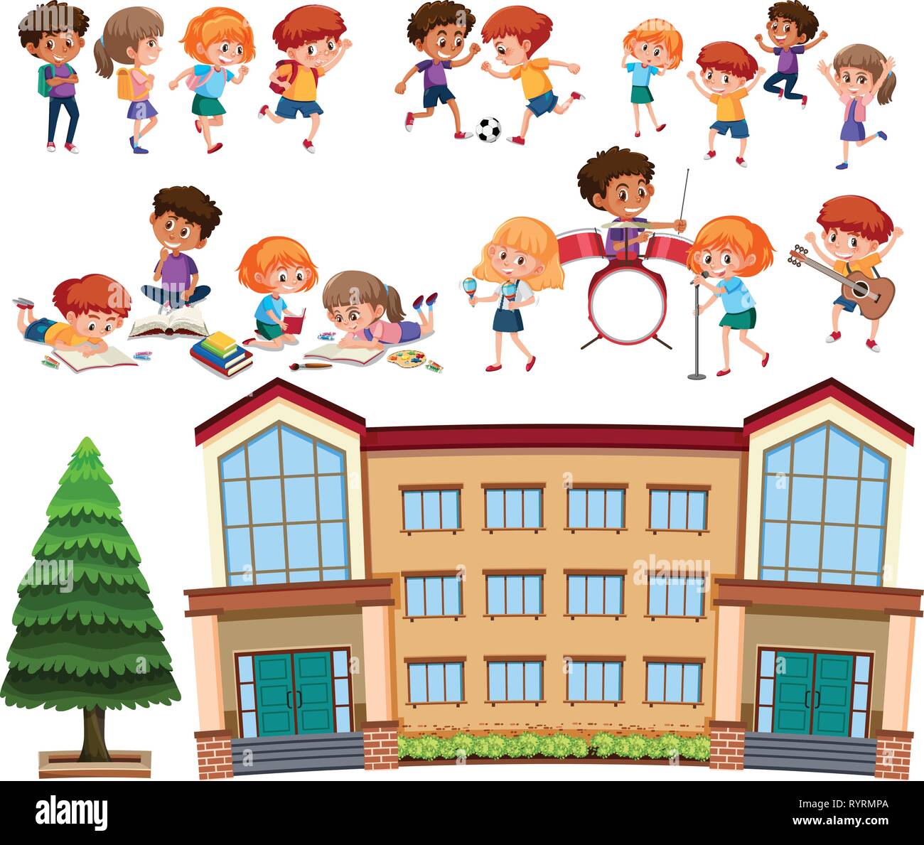 Set of student and school illustration Stock Vector Image & Art - Alamy