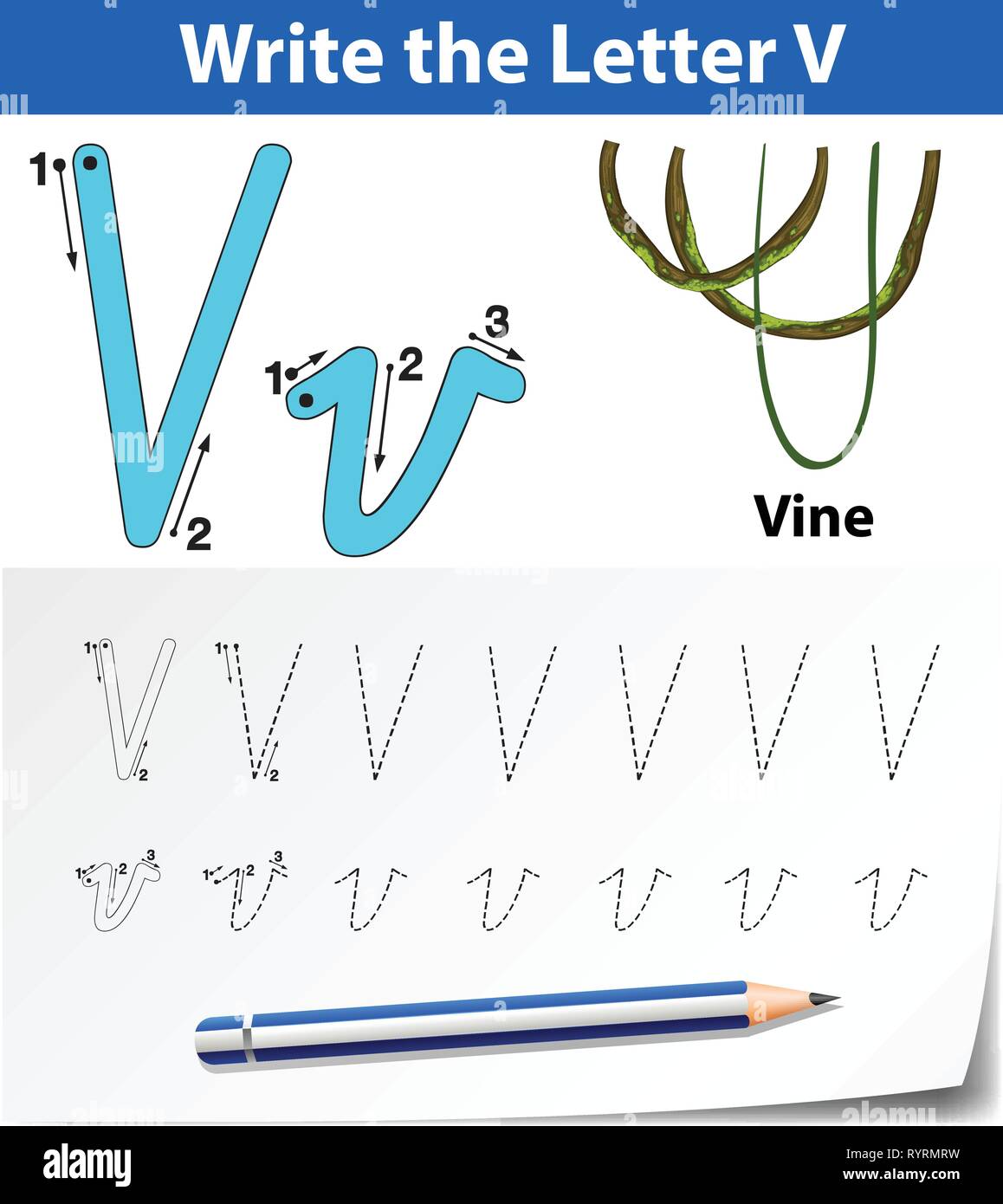 Tracing Letter V Letter "V": Count, Trace And Draw Lesson Plan For