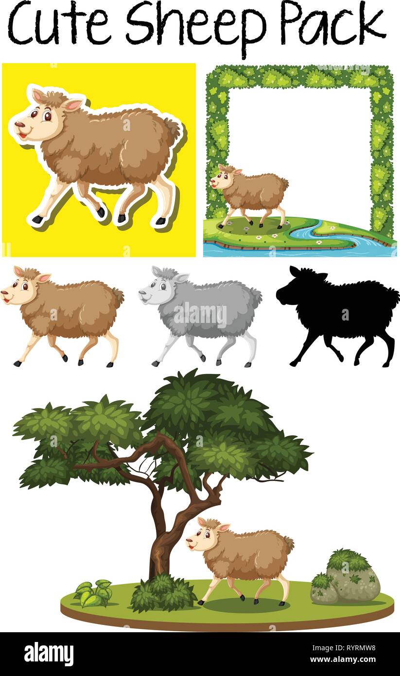 A pack of cute sheep illustration Stock Vector Image & Art - Alamy