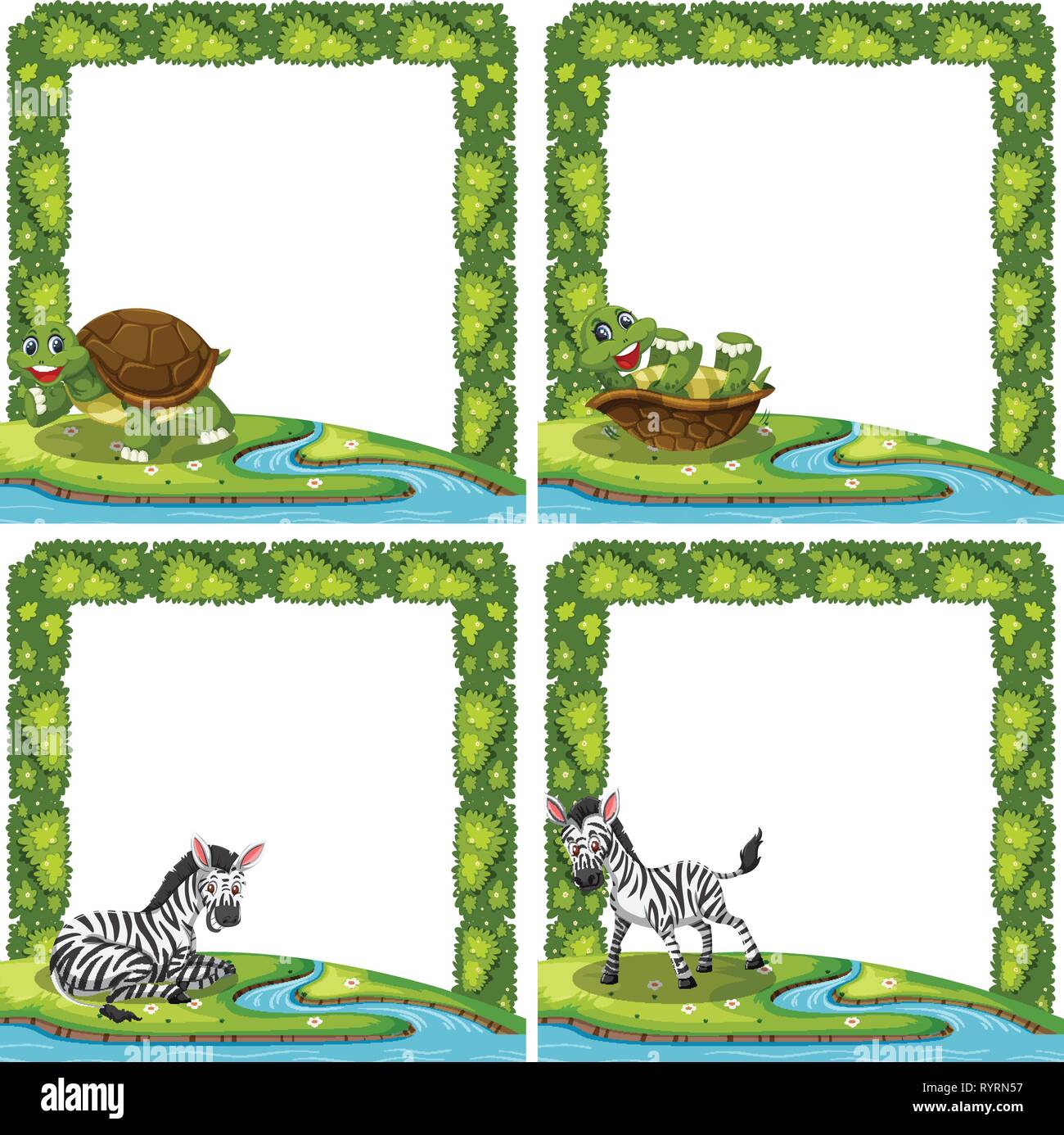 Set of animal in nature frame illustration Stock Vector Image & Art - Alamy